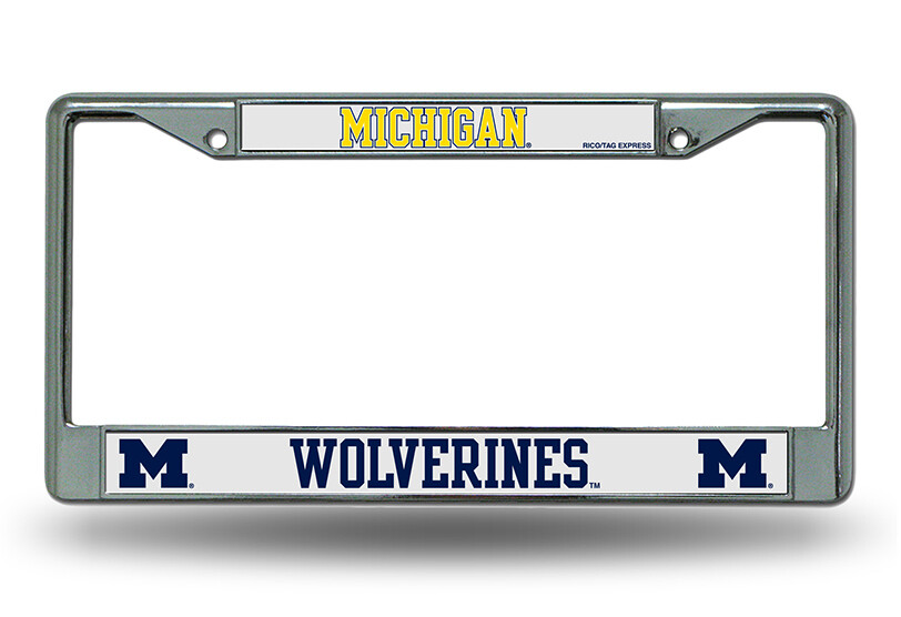 MICHIGAN WOLVERINES EMBOSSED CHROME LICENSE PLATE FRAME #2 - NEW | eBay