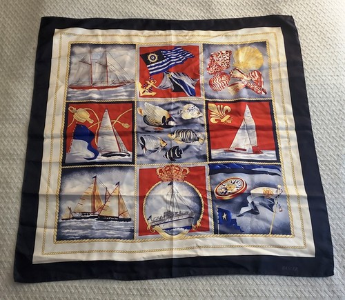 Vintage Basler 100% Silk 34" Square Scarf - Nautical Theme - Made in ...