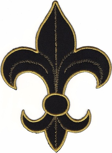 SCA Black Satin Metallic Gold Fleur De Lys Lis Embroidery Patch | eBay