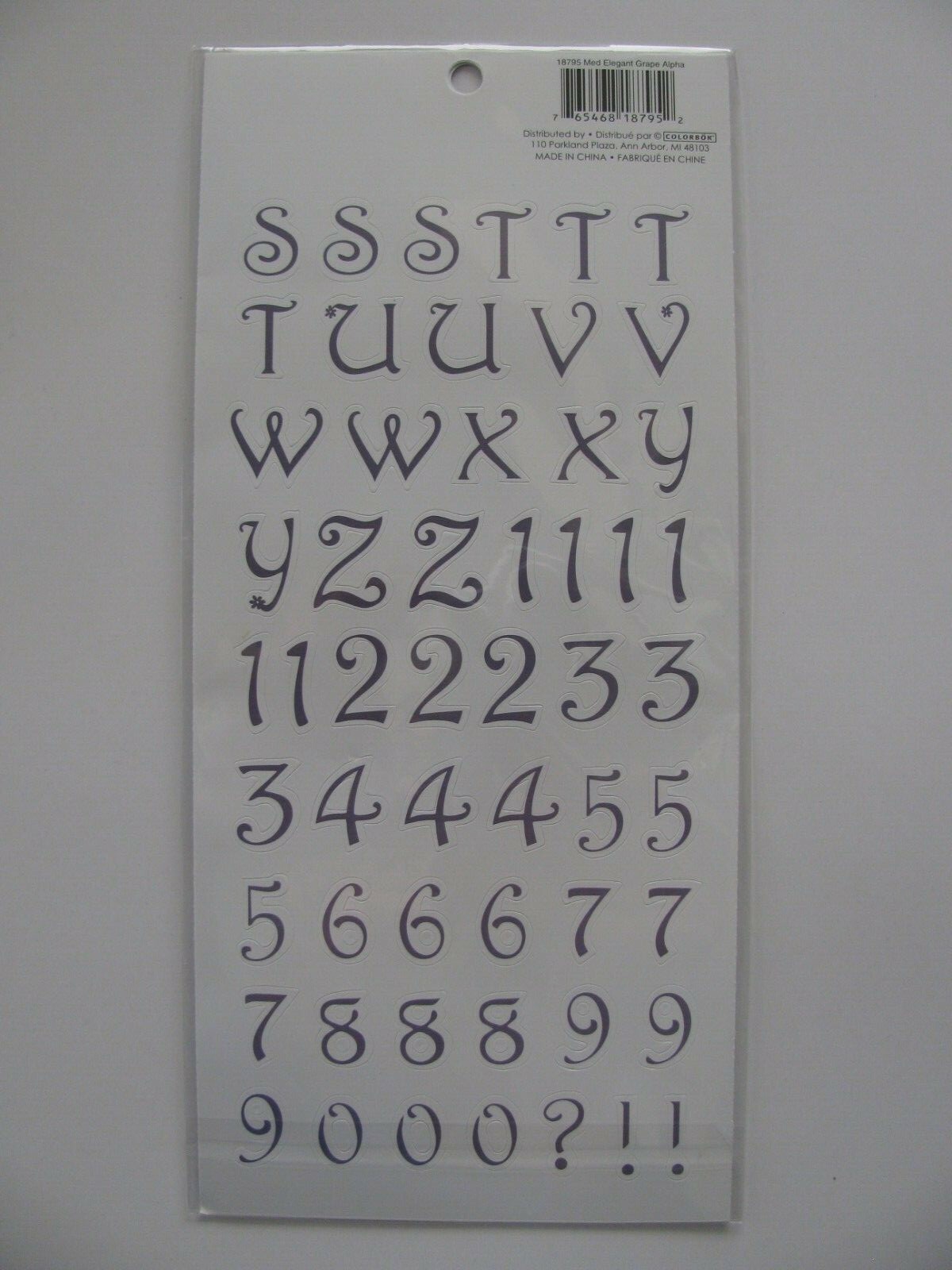COLORBOK Alphabet Stickers Med Elegant Grape Alpha 3 Sheets NIP | eBay