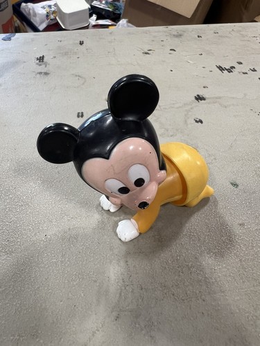 Vintage Wind Up Crawling Baby Mickey Mouse Toy Illco 1984 Disney Babies ...