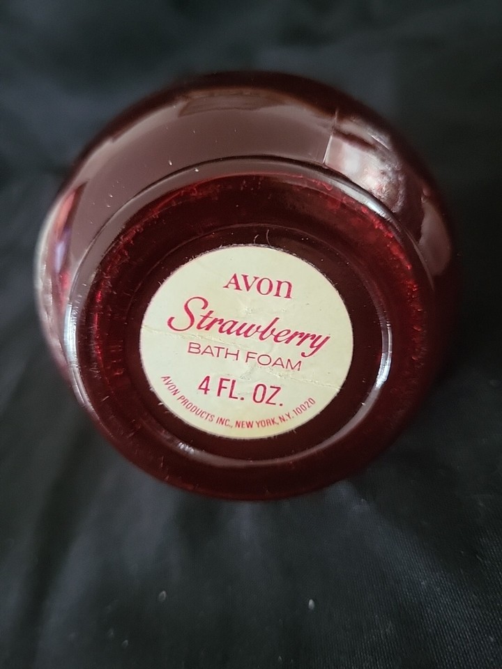 Vintage AVON Ruby Red Strawberry Bath Foam Glass Pitcher Perfume Bottle ...