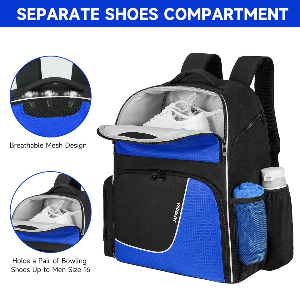 2 Ball Bowling Backpack, Bowling Ball Bag Totes for Dual Balls with ...