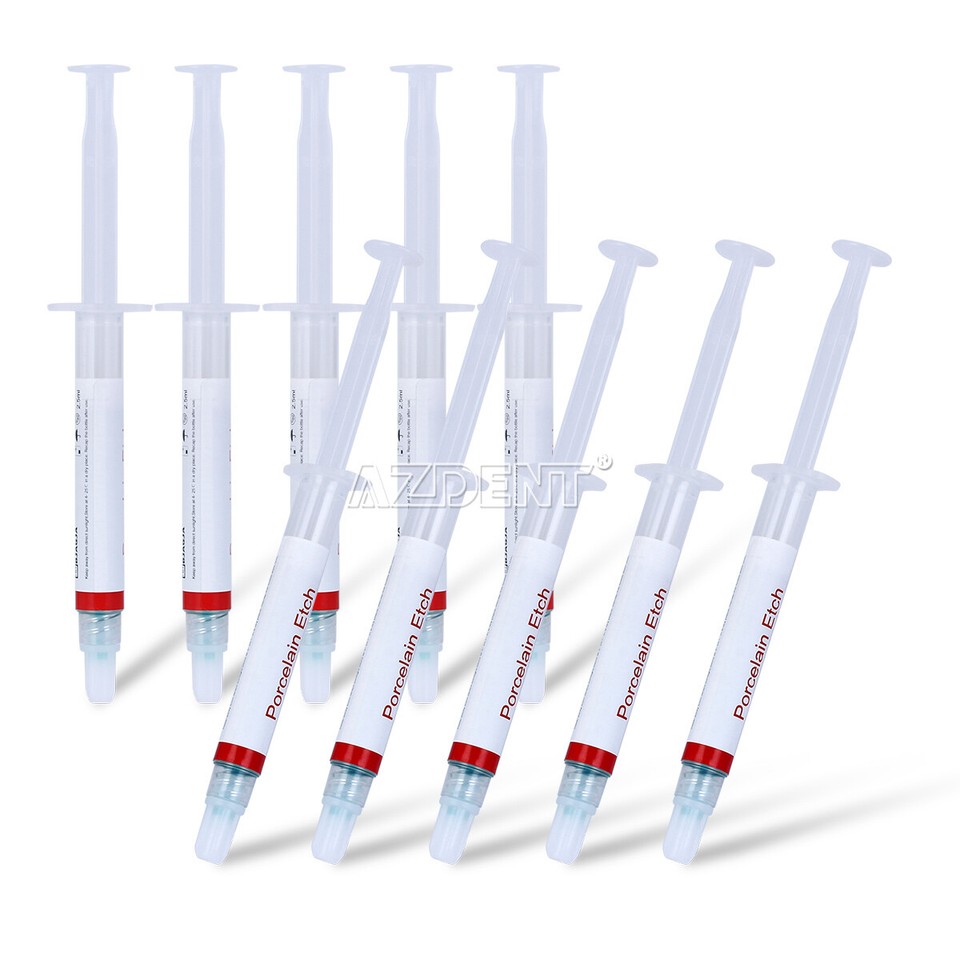 5X Dental Porcelain Etch Etching Gel 9.5% Hydrofluoric Acid Etchant 2 ...