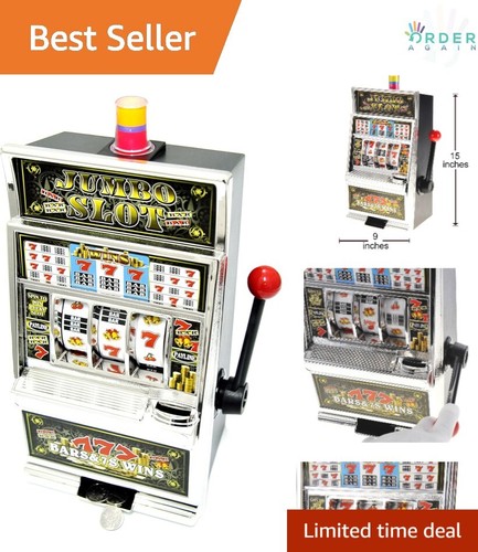 Jumbo Slot Machine Coin Bank Large Flashing Lights Jackpot Sounds Fun ...