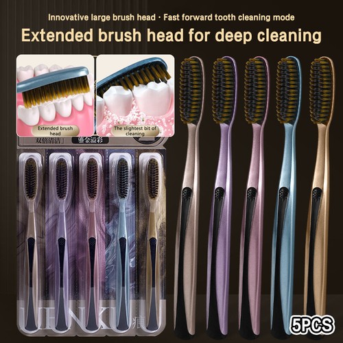5Pcs Soft Large Long Head Toothbrush Oral Cleaning Brush Whitening ...