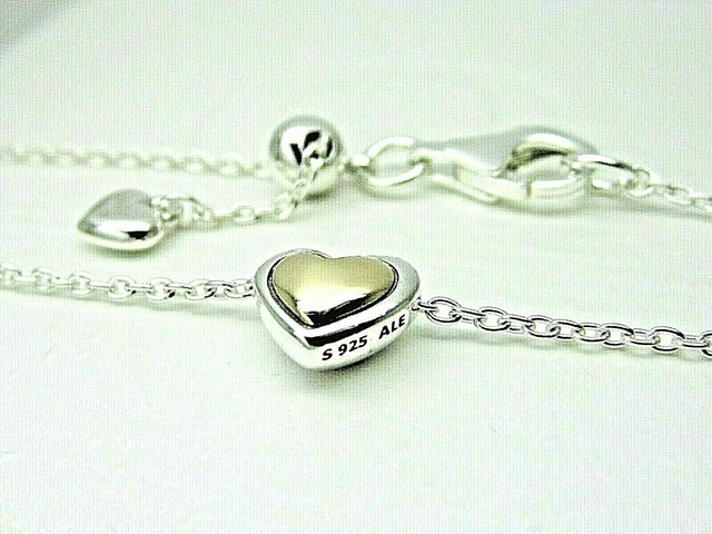 Authentic Pandora #399399C00-45cm Domed Golden Heart Collier Necklace w ...