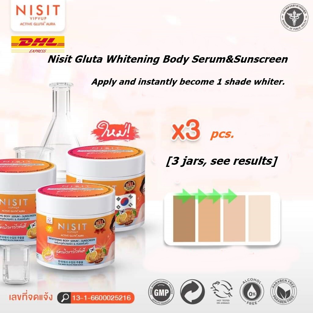 3x Nisit Gluta Whitening Body Serum&Sunscreen glutathione whiten ...