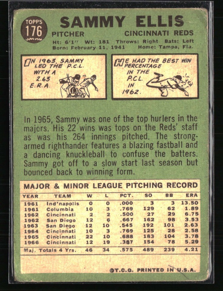 Sammy Ellis 1967 Topps #176 Baseball Card | eBay