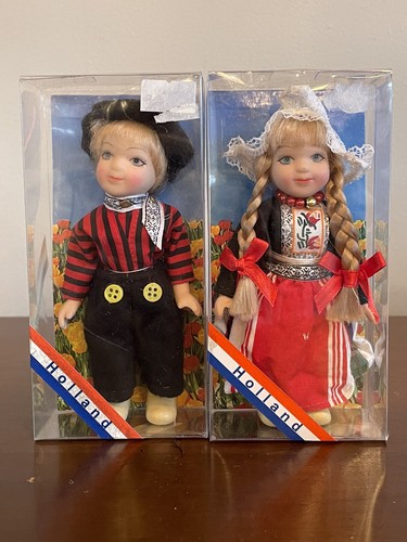 Lot of 2 Vintage Holland Dutch Boy & Girl Dolls Doll 5” Tall Matix ...