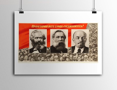 Soviet Russian Propaganda Poster Print MARX, ENGELS, LENIN 18x24" #ON05 ...