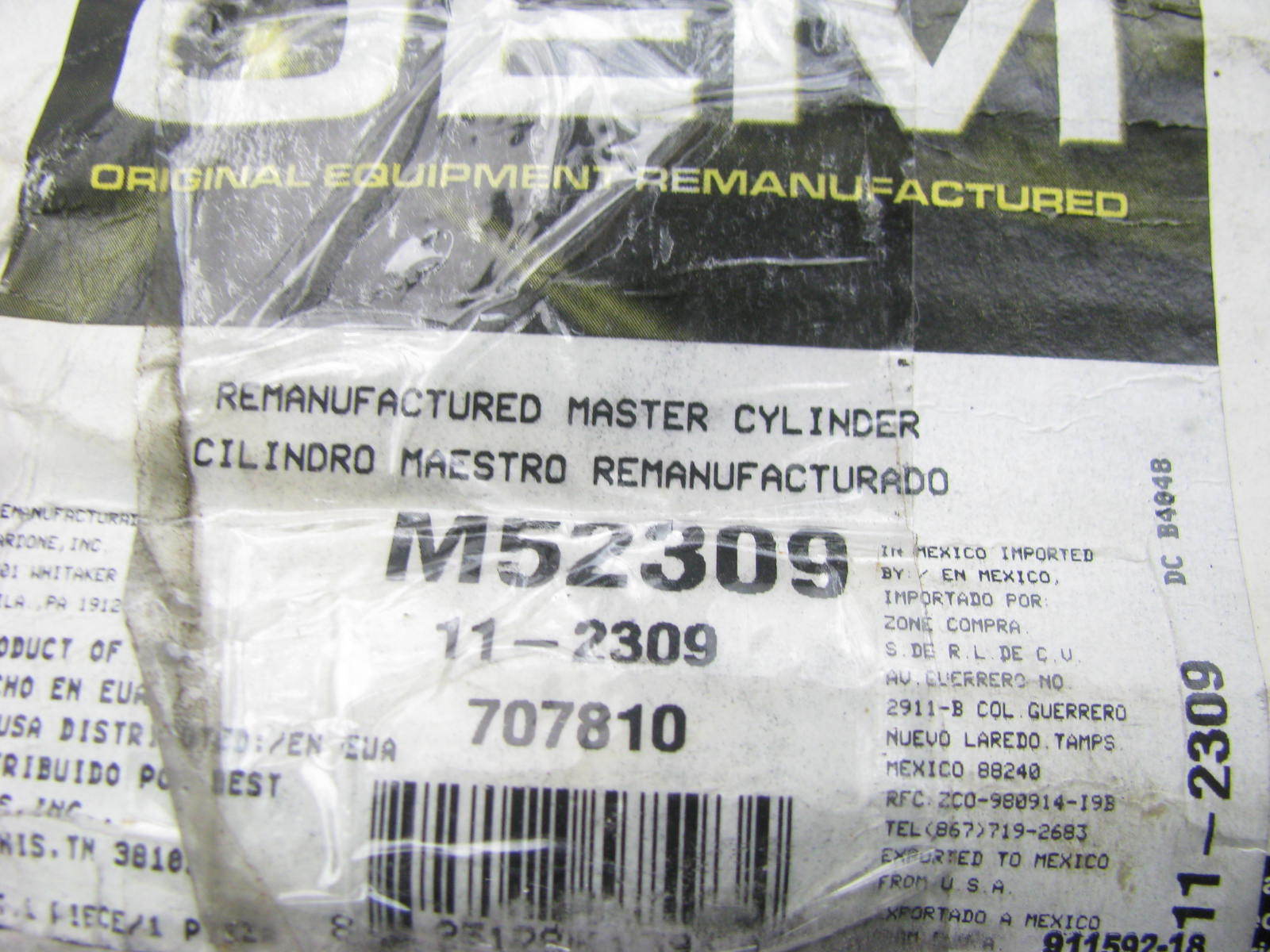 Oem M52309 Remanufactured Brake Master Cylinder W/O Reservoir | eBay