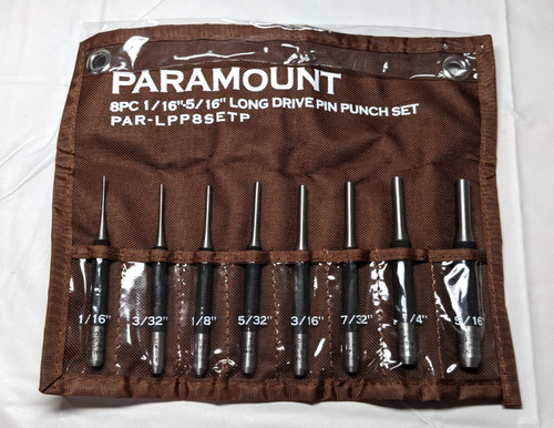 Paramount Long Drive Pin Punch Set 8pc 1/16" to 5/16" With Canvas Roll ...