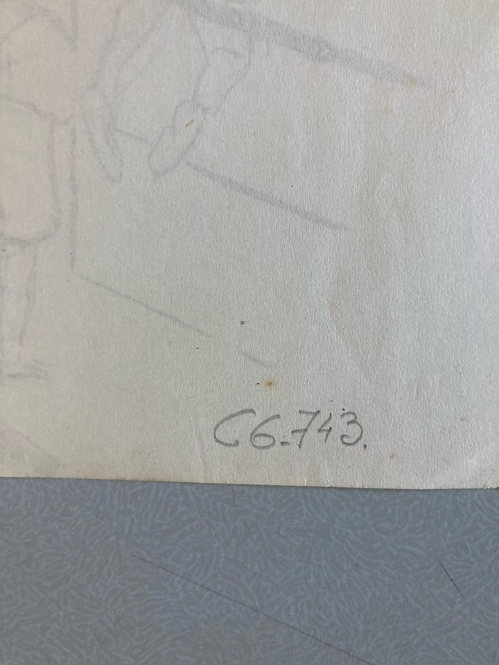 Beautiful Ink Wash Drawing Couple Man Woman Boat Bridge 1950 To ...