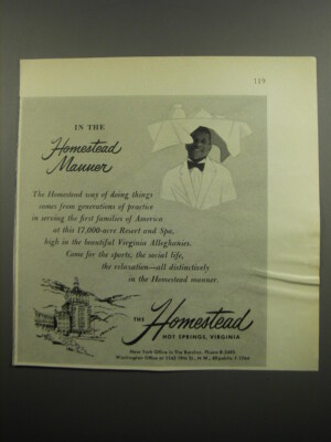 1955 The Homestead Resort Ad - In the Homestead Manner | eBay