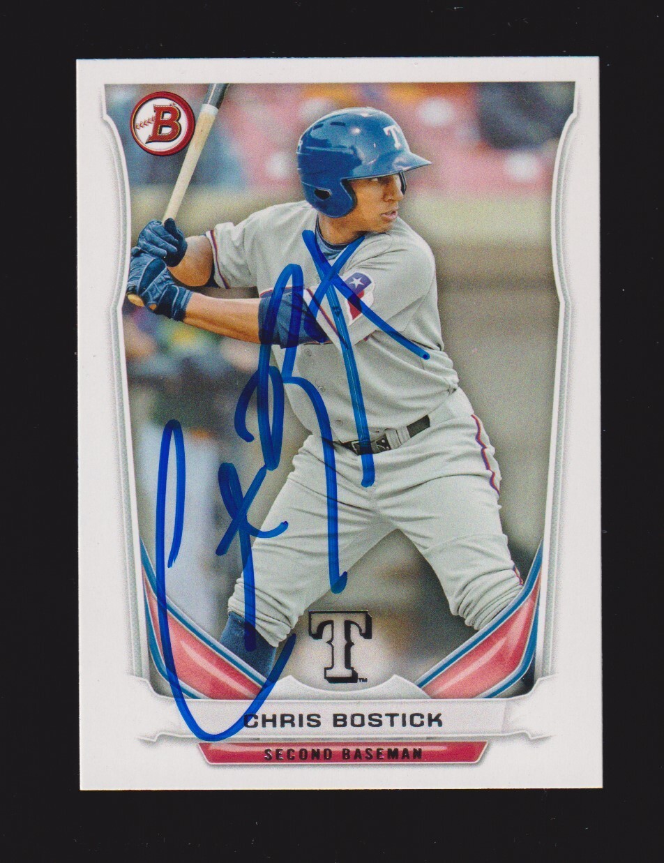 2014 BOWMAN BP 78 Chris Bostick TEXAS RANGERS SIGNED AUTOGRAPH AUTO COA ...