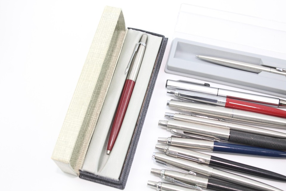 Parker Ballpoint Pens Biros Inc Vintage, Boxed, Jotter, Brushed Steel ...