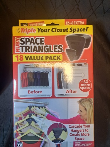 NEW SEALED RUBY SPACE TRIANGLES 18 PK CLOSET ORGANIZERS SPACE SAVERS ...