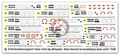 Peddinghaus 1/48 Australian Leopard AS1 Tank Markings 1AR A and B ...