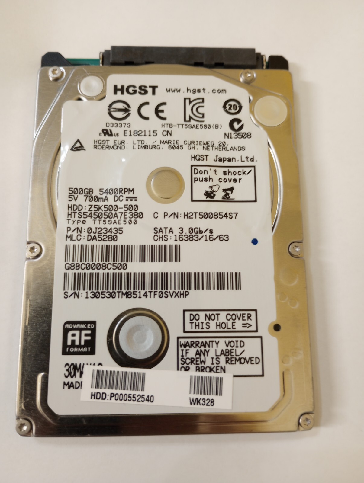 HGST 500GB 5400RPM 2.5" SATA LAPTOP HDD Z5K500-500 H2T500854S7 ...