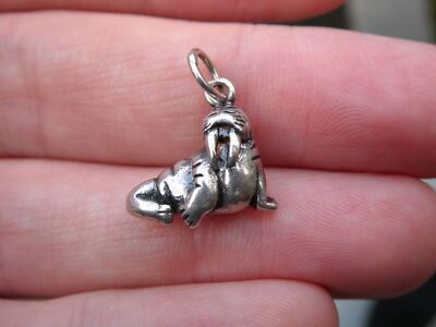 Sterling Silver Figural Walrus Charm Pendant 925 3.9g .75 Inch Length ...