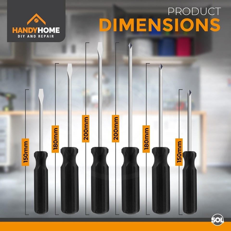 6pk Screwdriver Set Phillips Crosshead Slotted Flathead Non-Slip ...