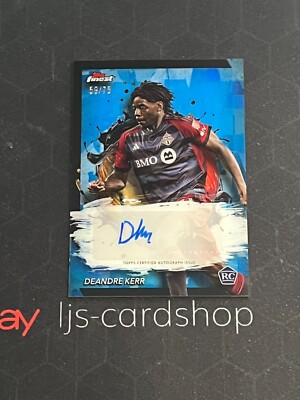 2024 Topps Finest MLS Soccer Deandre Kerr Blue Refractor Rookie Auto ...