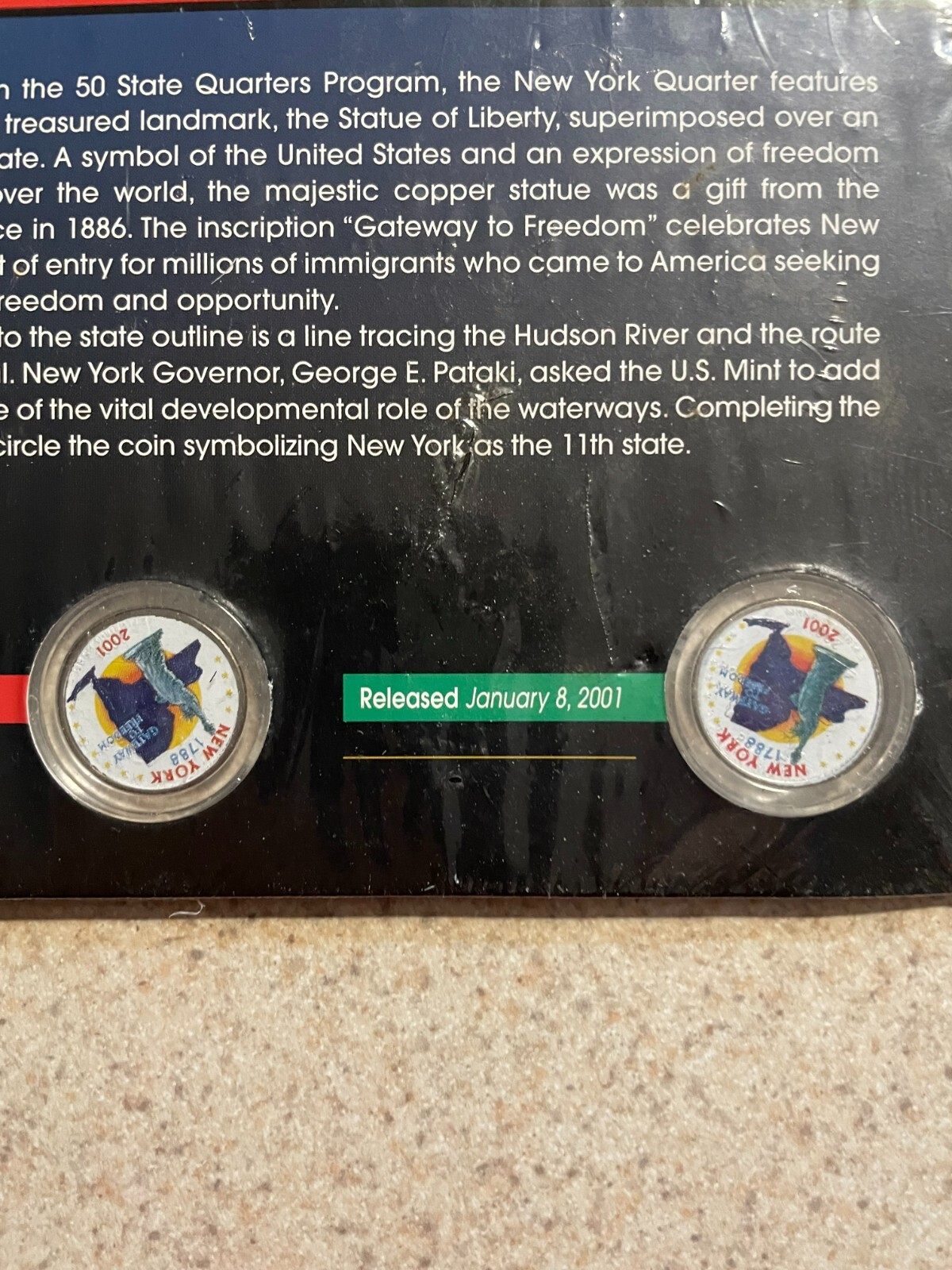 2001 American Historic Society New York State Colorized State Quarters ...