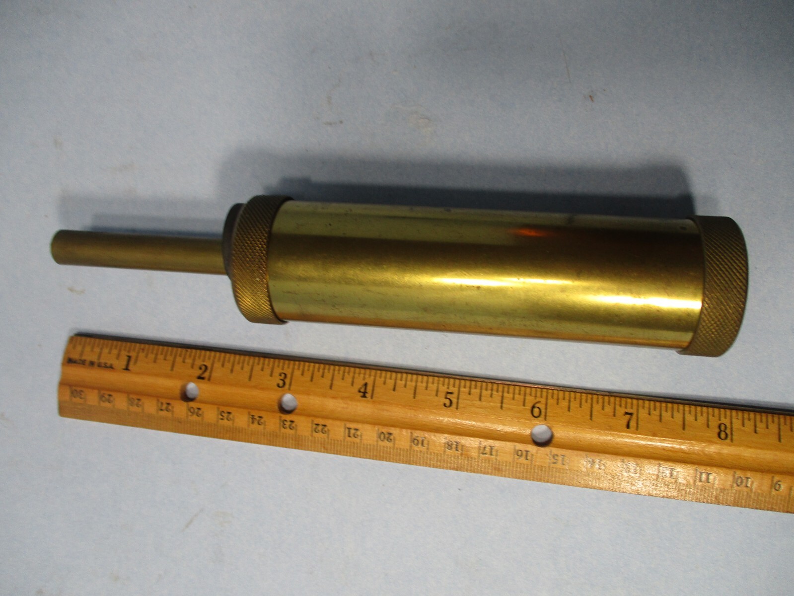 Brass CVA Black Powder Flask - Working Adjustable Dispenser 7 1/2" LONG ...