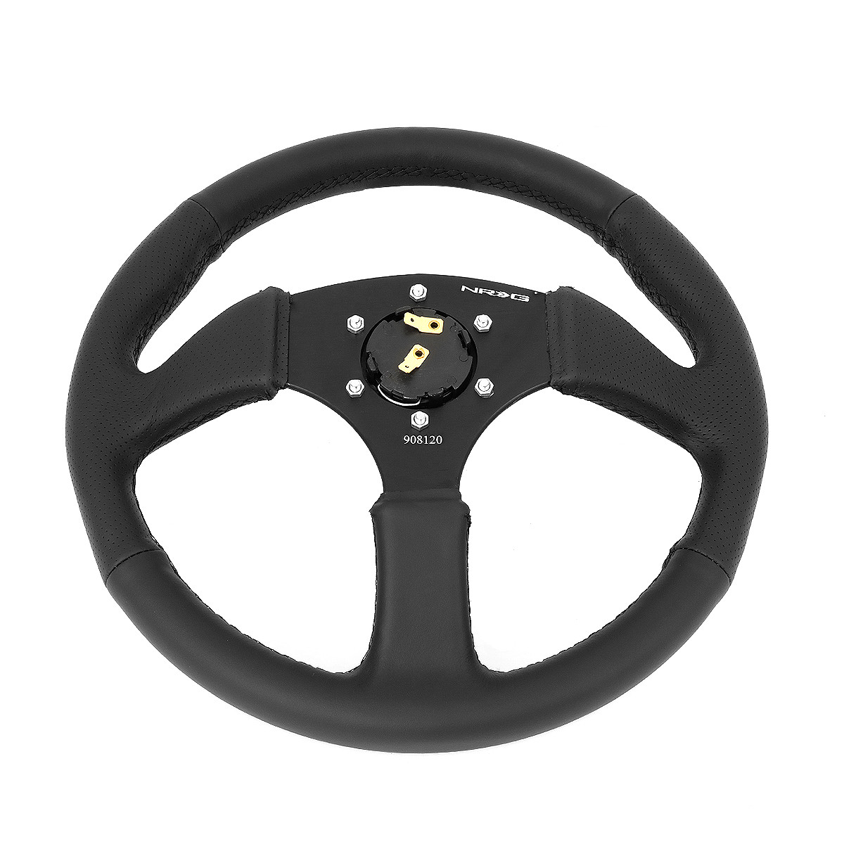 NRG Reinforced 35cm 2.5"Deep Dish Matte Spoke Black Leather Grip ...