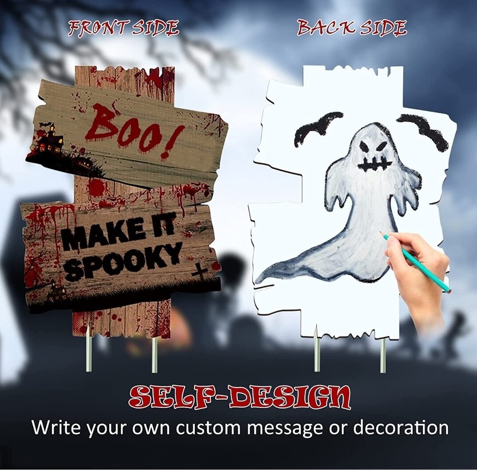 6PCS Halloween Yard Signs Large Size 17"×12" Outdoor Decor Scary ...