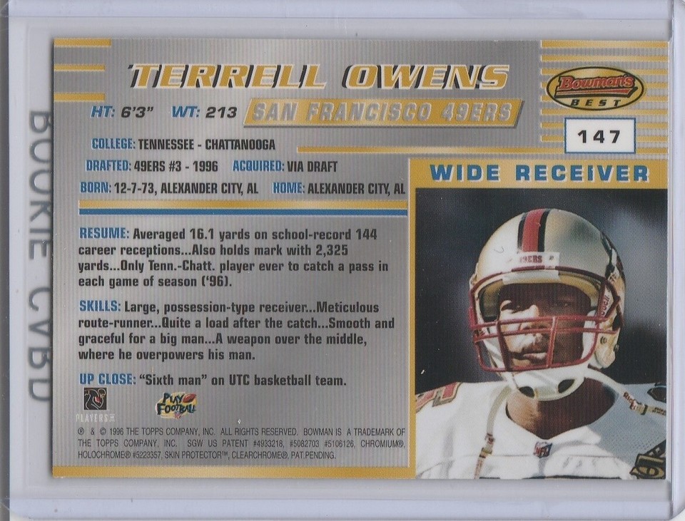 TERRELL OWENS ROOKIE CARD 1996 Bowman's Best FOOTBAL RC San Francisco ...