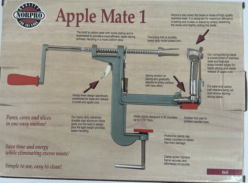 Apple-Mate 1 Apple Peeler And Slicer And Corer ,No 860, Norpro bench ...