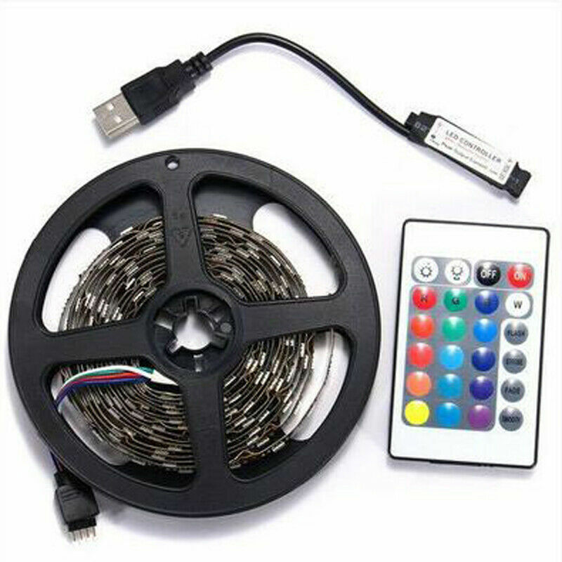 5V USB LED Strip Lights TV Back Light 5050 RGB Colour Changing with ...