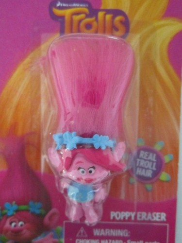 Poppy Pink Troll 3" Eraser W/Pink Real Troll Hair By Dreamworks ...