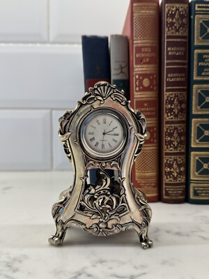 Beautiful Italian Silver Plated Hand Made Desk/Table Clock Baroque ...