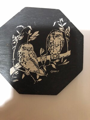 Slate Coasters Owl | eBay