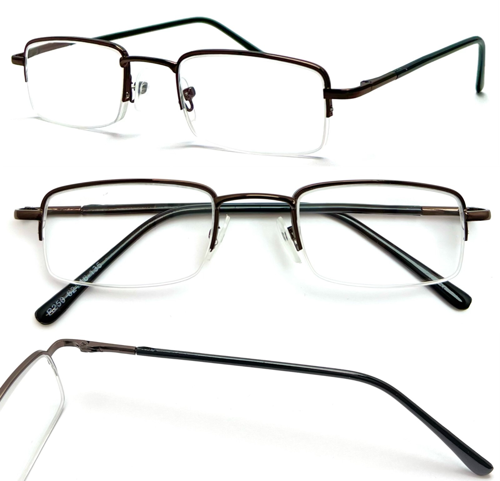 Metal Half Rimless Reading Glasses +0.50~+4.00 Classic Design Spring ...