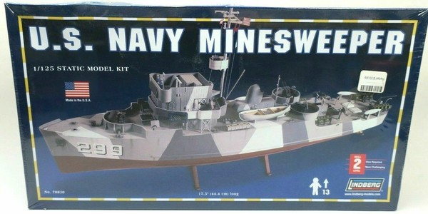 Lindberg U.s. Navy Minesweeper 1 125 Scale Plastic Model Kit P/n 70830 ...