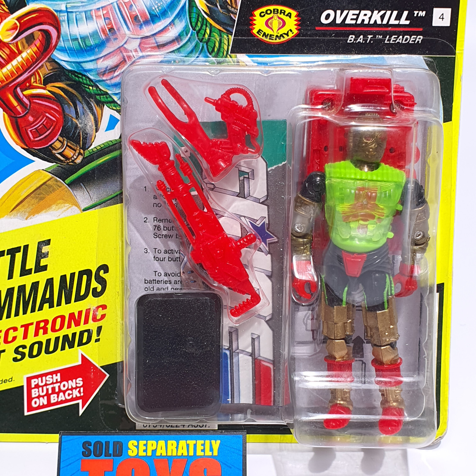 Vtg GI Joe Cobra OVERKILL 1992 Talking Battle Commanders #4 figure MOC ...