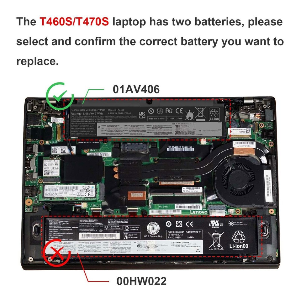 01AV406 00HW022 Battery For Lenovo Thinkpad T460s T470s Series 00HW023 ...