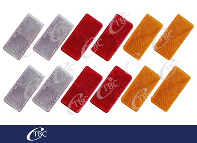 12x Red Amber White Trailer Reflector 95mmx45mm Adhesive Reflectors ...