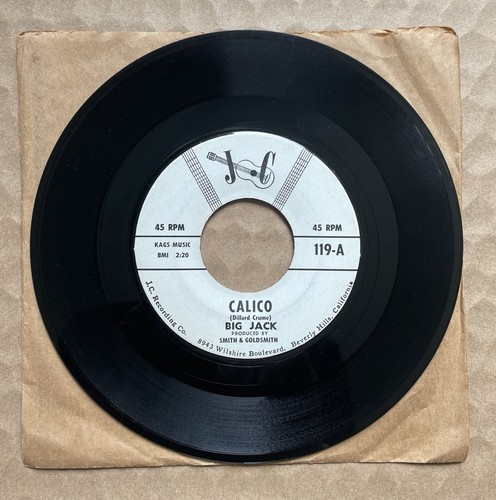 Calico / Poor Boy Song - Big Jack WHITE LABEL 7" (45RPM, 1961, JC ...