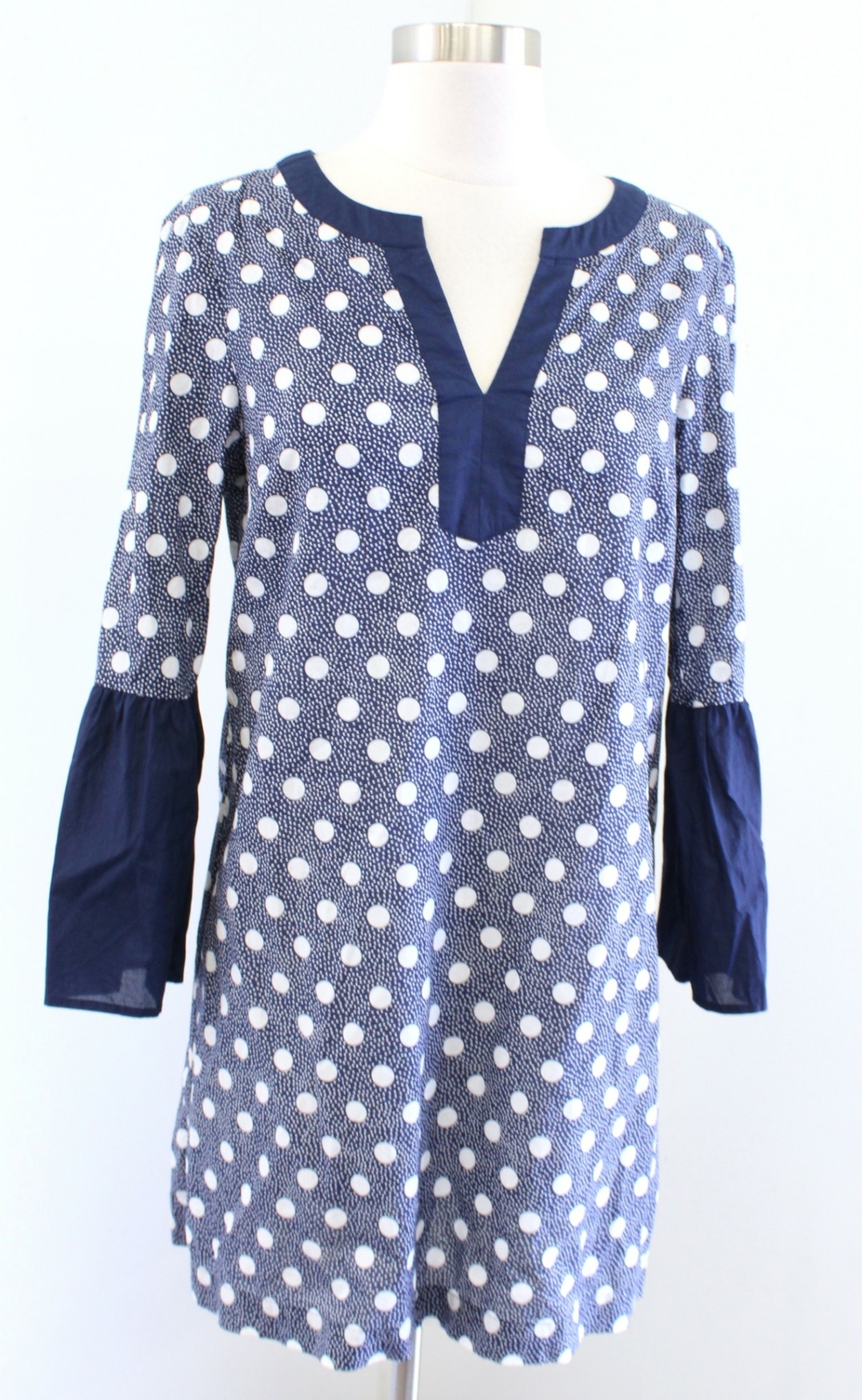 Boden Jodie Kaftan Tunic Blue Polka Dot Flare Sleeve … - Gem
