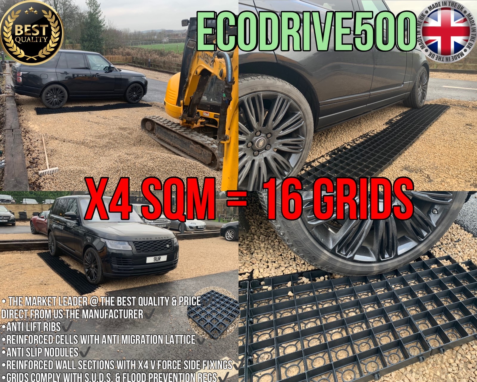 DRIVE GRID ECO GRAVEL GRID PARKING DRIVEWAY GRIDS PLASTIC ECO BASE MATS ...