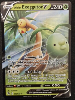 Alolan Exeggutor V 005/078 GO Extended Art Ultra Rare Holo Pokémon TCG ...