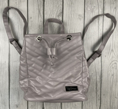 Bella Russo Faux Leather Backpack Purse Handbag Quilted Drawstring Tan ...