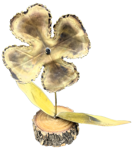 Vintage Mid-Century Modern Metal Floral Sculpture Jere Style Wood base ...