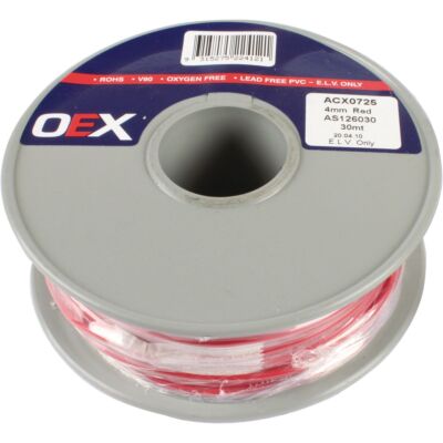 OEX Automotive Cable Single Core 4mm Red 30M Roll ACX0725 | eBay