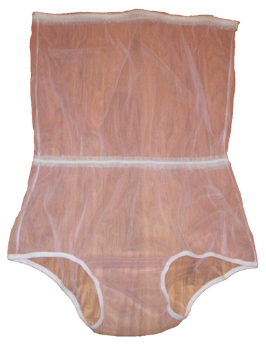 ROMPER Sheer Pink Nylon WHITE DOUBLE RUFFLE ELASTIC Strapless SHORT Sz ...